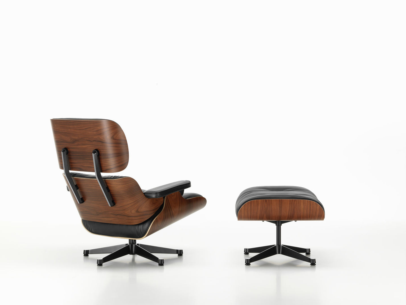 Vitra Eames Loungechair met ottoman Premium Leder Nero palisander ...