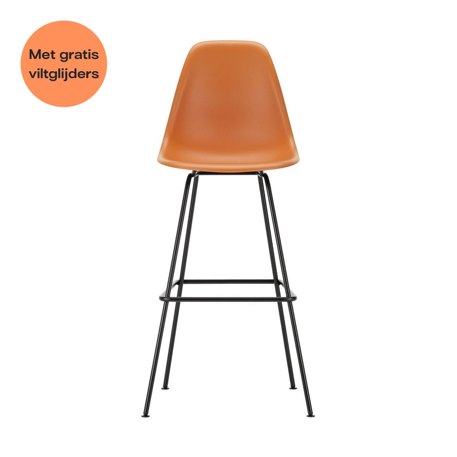 Vitra Eames barkruk H80 Rusty Orange zwart gepoedercoat – HelloChair