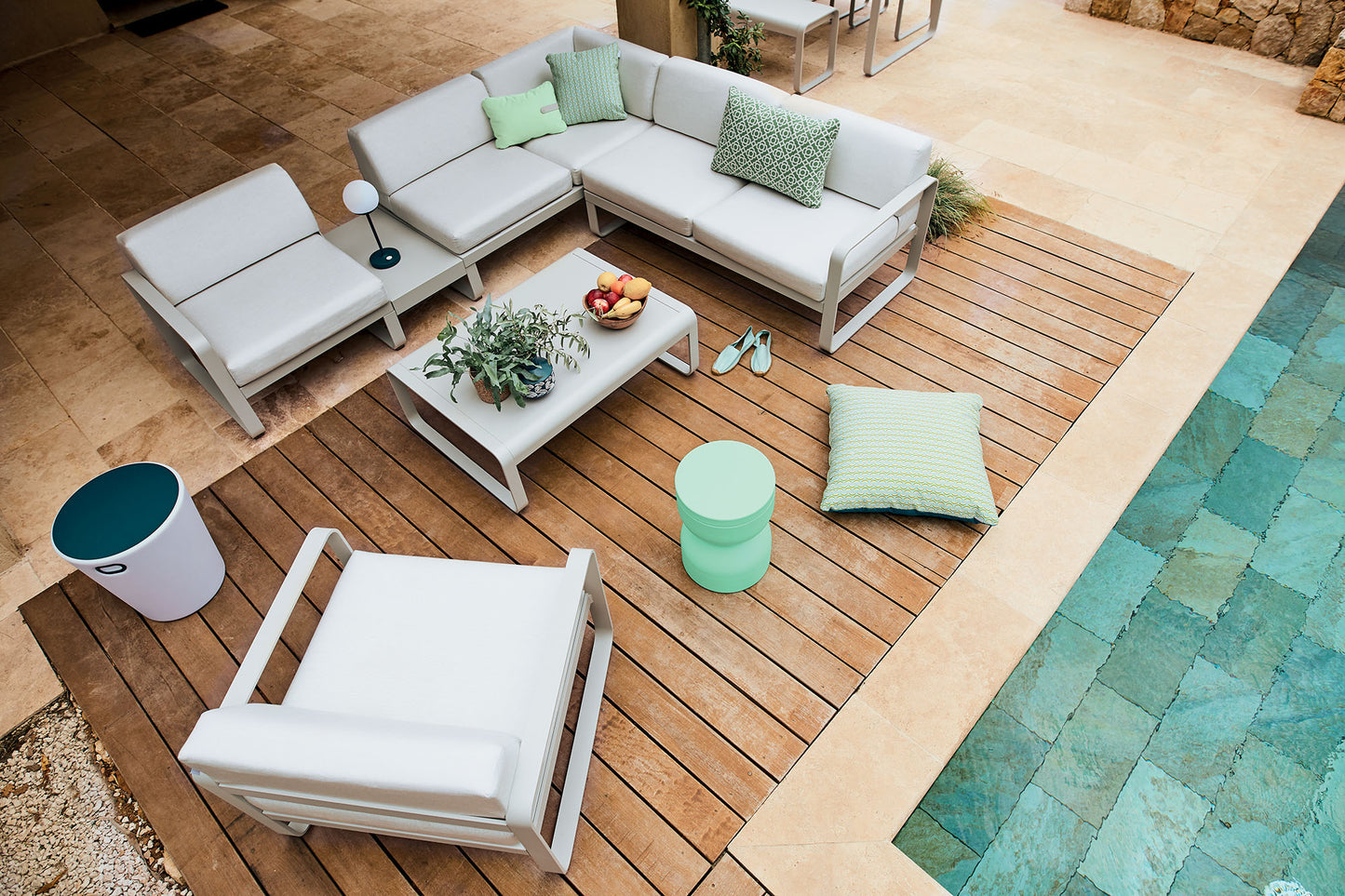 Fermob Bellevie 2-zitsmodule loungebank Black Cherry - Off-White ...