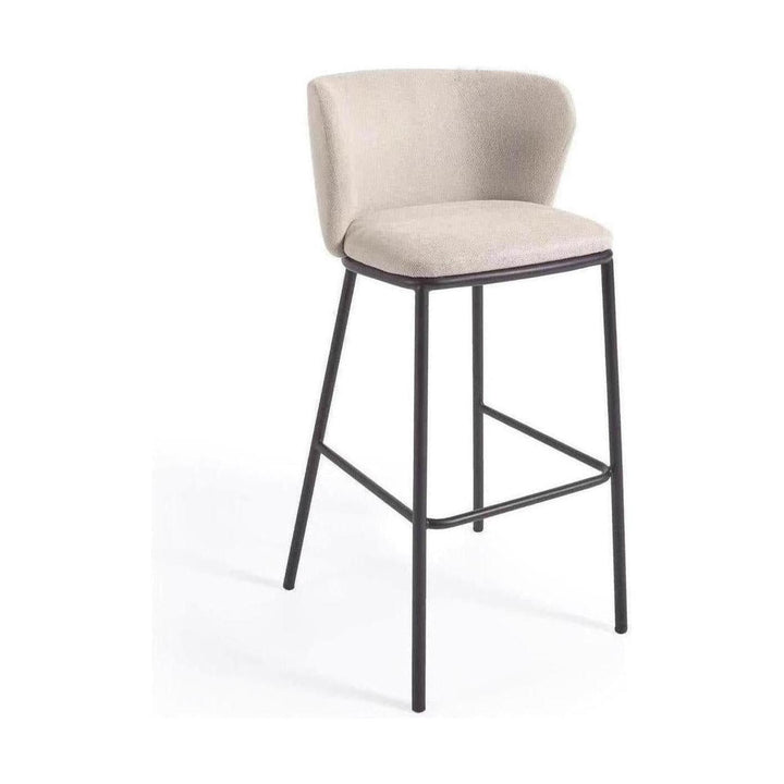 Kave Home Ciselia barkruk H75 chenille Beige poot zwart – HelloChair