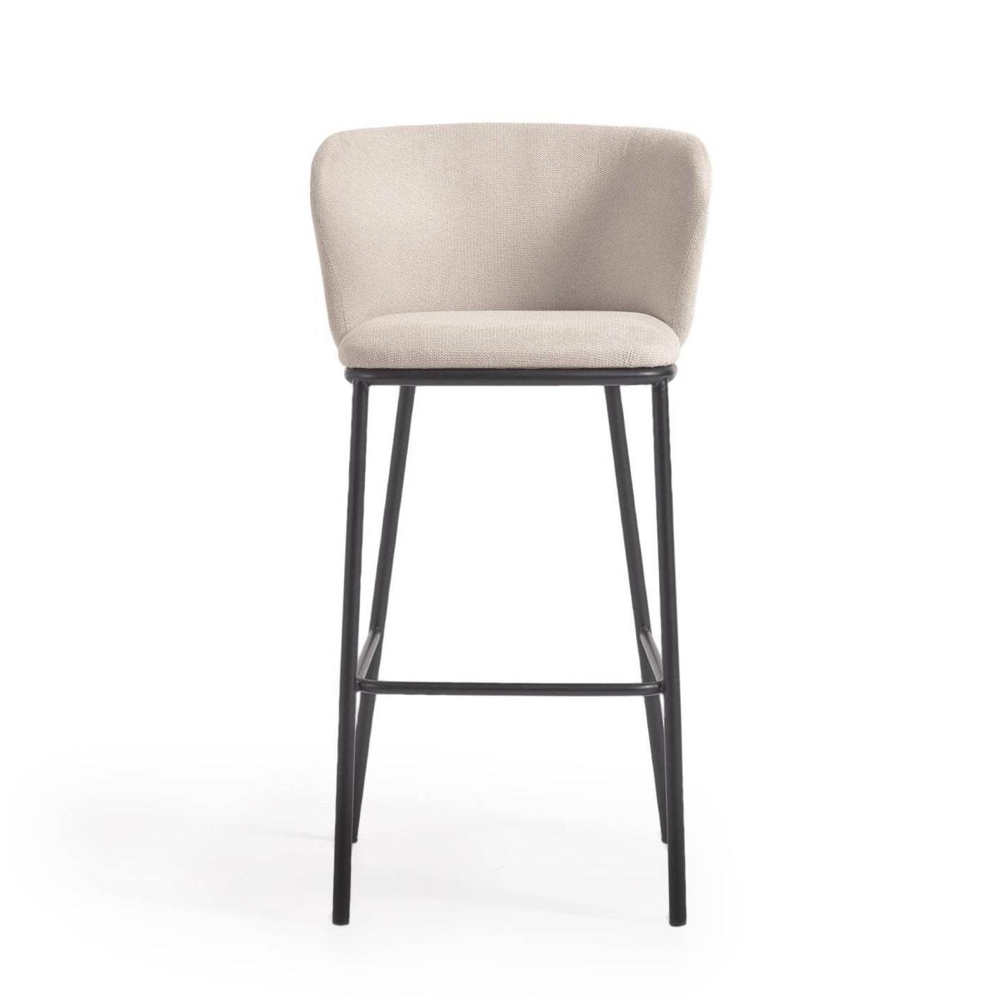 Kave Home Ciselia barkruk H75 chenille Beige poot zwart – HelloChair